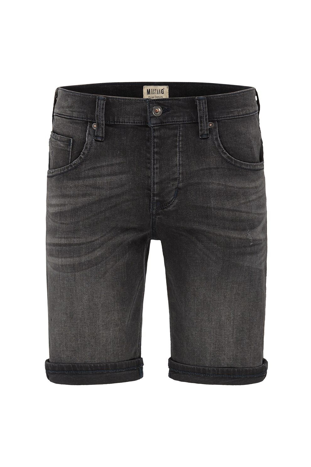 Mustang, Дънкови бермуди с навити подгъви, Черен, Мръснобял, 36 - eMAG.bg