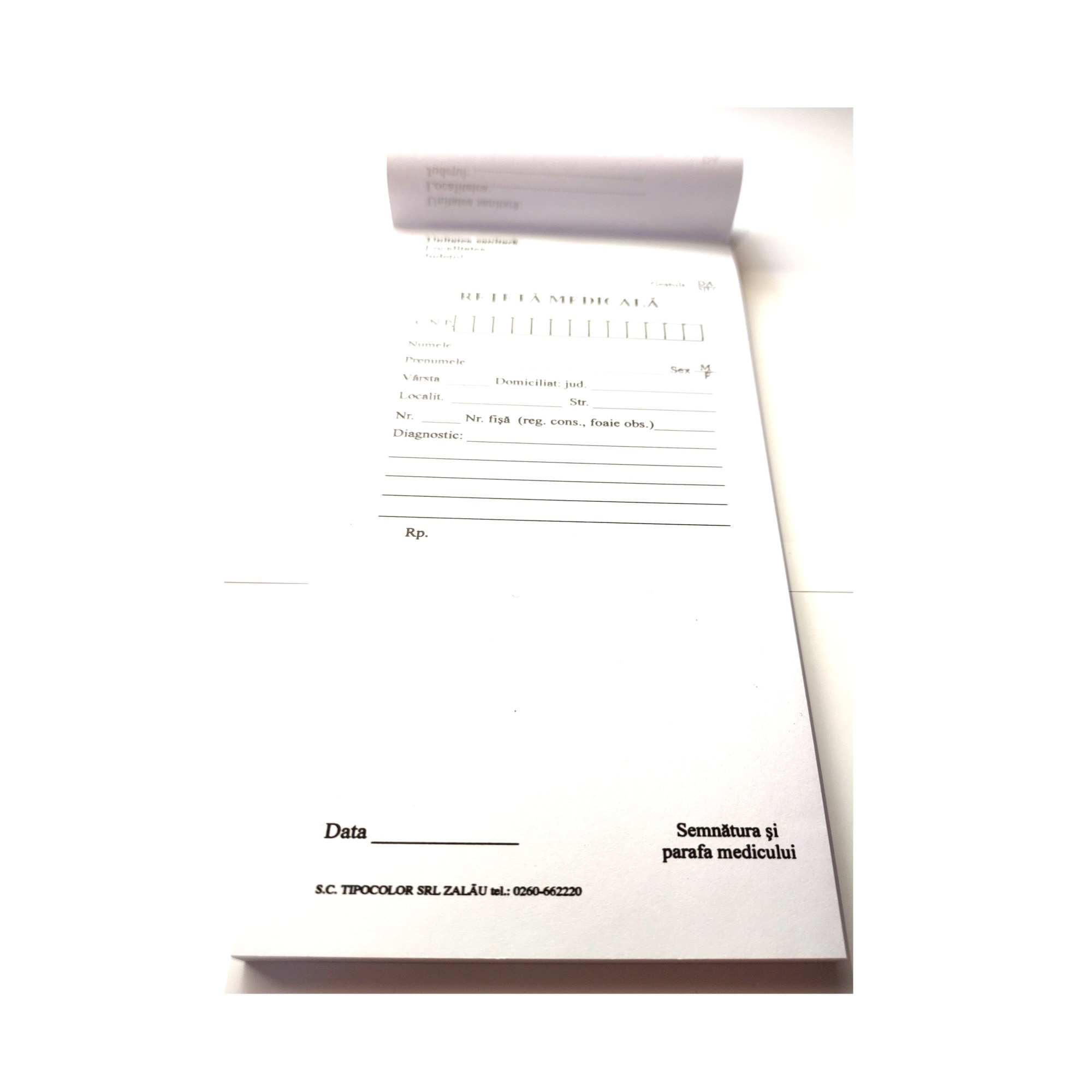 Set 10 bucati retete medicale, 1/3 A4, hartie offset 60 gr/mp, 100 file ...