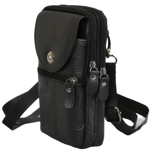 Geanta barbati, Piele naturala, 11/18/4cm, Negru - eMAG.ro