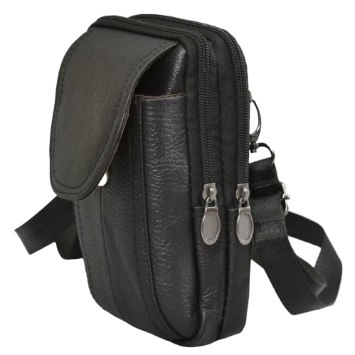 Geanta barbati, Piele naturala, 11x19x4cm, Negru - eMAG.ro