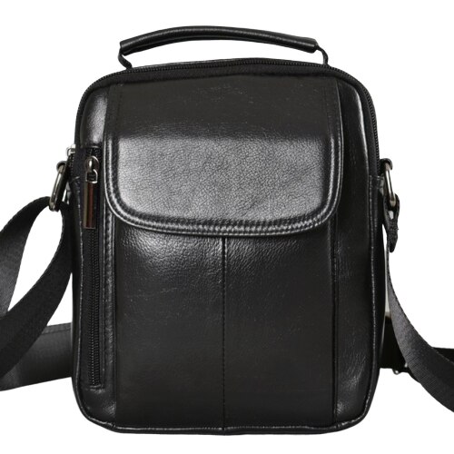 Geanta barbati, Piele naturala, Compartimentata, 16/20/5cm, Neagra ...