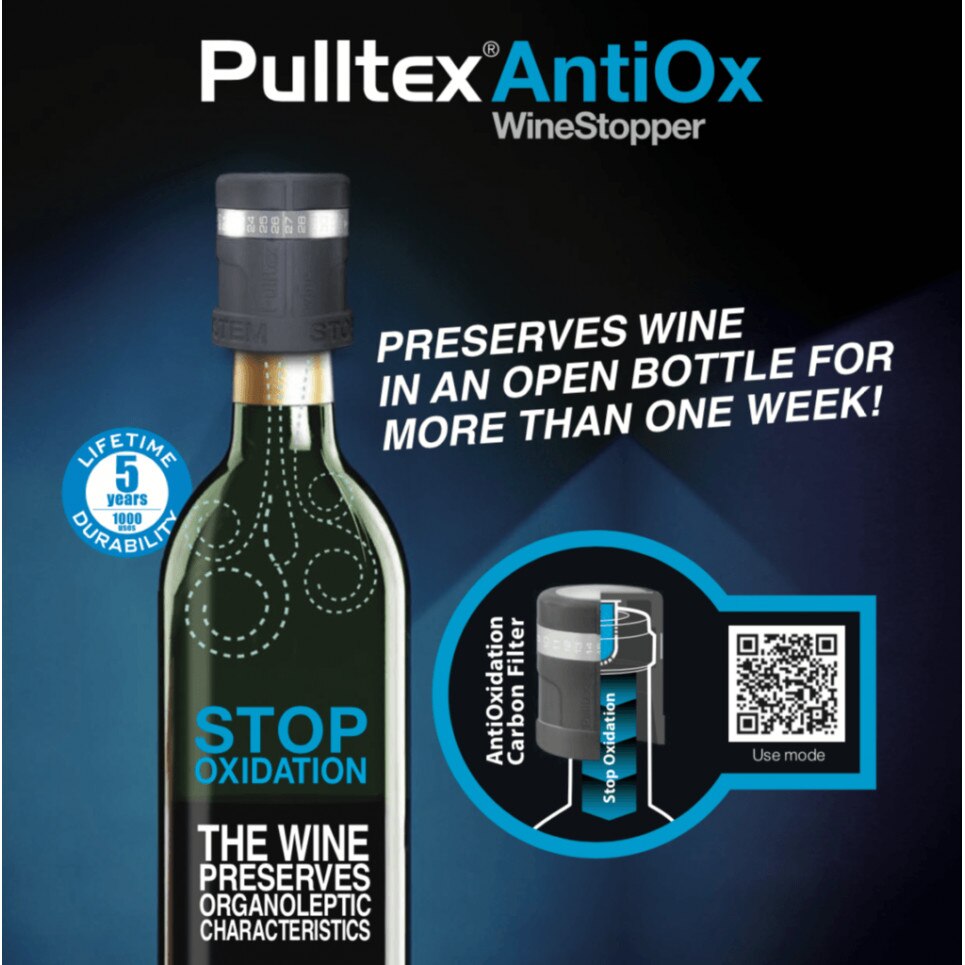 Тапа за вино с индикатор на дни Pulltex AntiOx Wine Stopper, Силикон, Испания, Черен - eMAG.bg
