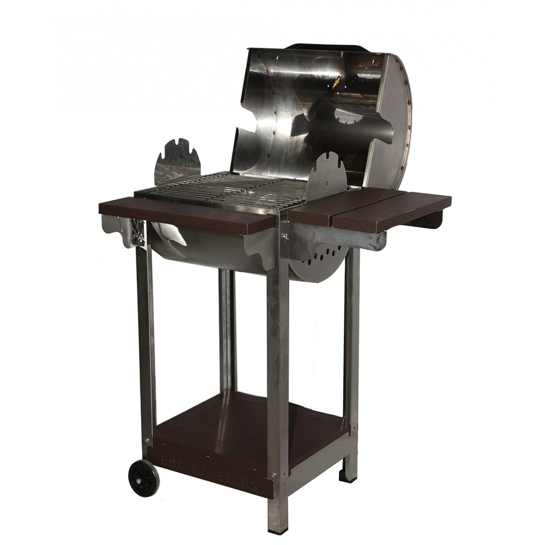 Gratar carbune baril INOX 73cm X 54cm, cu rotisor, motor si tepusa ...