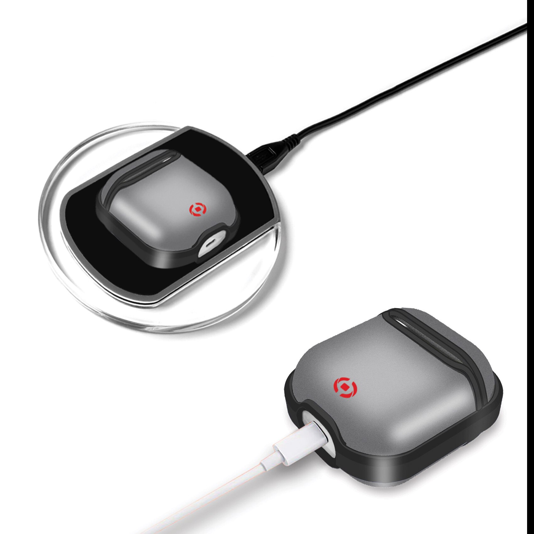 Удароустойчив калъф Celly Volcano + buds за Airpods 1/2, Черен - eMAG.bg