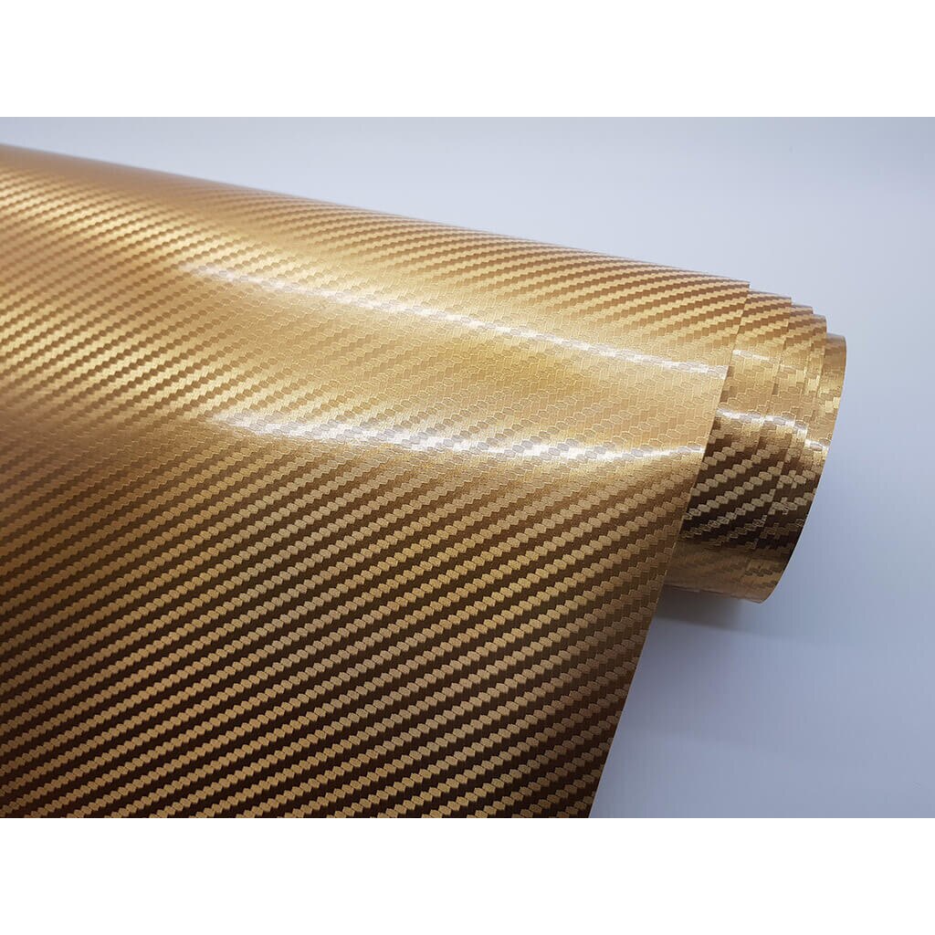 Folie autocolant carbon 3D auriu lucios, 2 m x 1.52 m - eMAG.ro