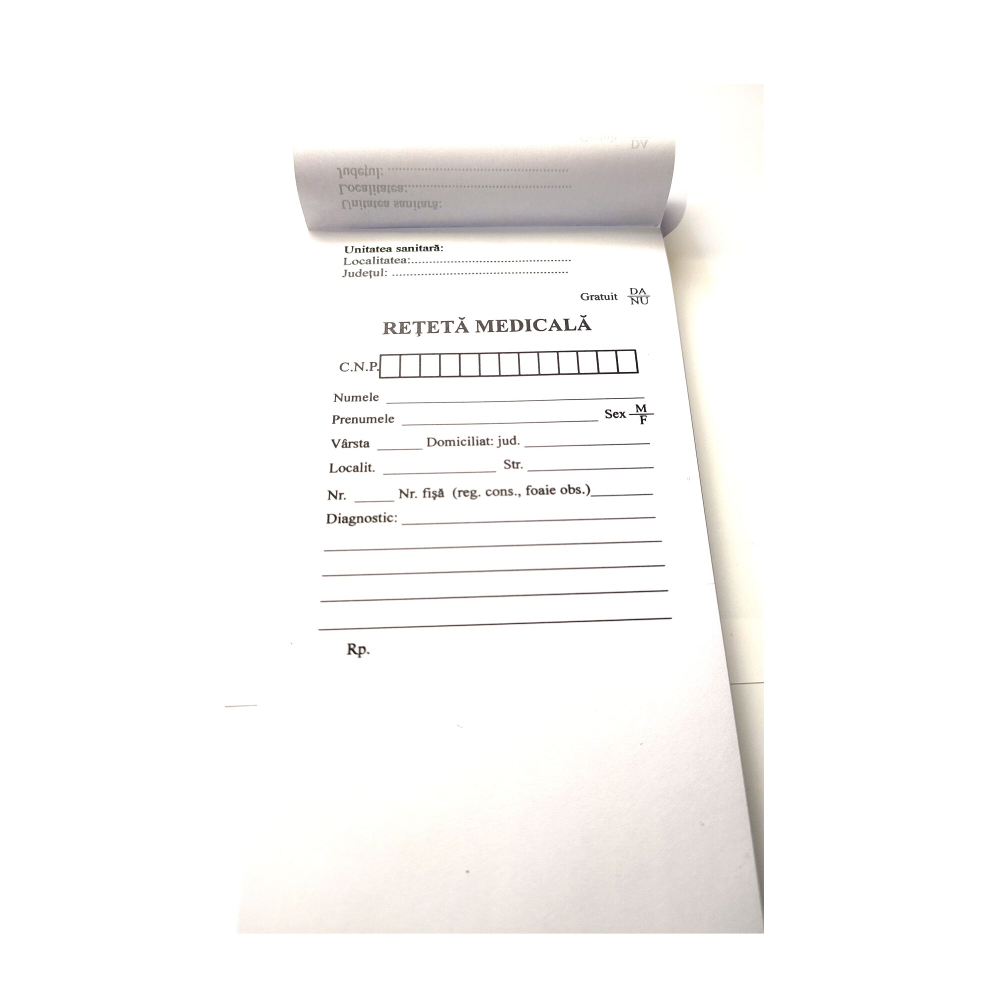 Set 10 bucati retete medicale, 1/3 A4, hartie offset 60 gr/mp, 100 file ...