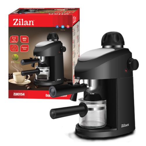 Espressor pentru Cafea, 800 W, Capacitate 4 Cesti, Dispozitiv Spumare ...