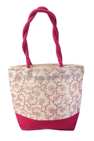 Geanta iuta de vara, Cara, alb-roz, 45x33x14cm - eMAG.ro