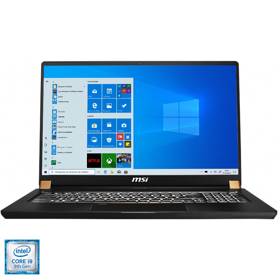 Laptop MSI WS75 9TK cu procesor Intel Core i9-9880H pana la 4.80 GHz ...