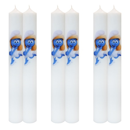 Set 6 Lumanari Botez Strumfita H40cm D4,5cm - eMAG.ro