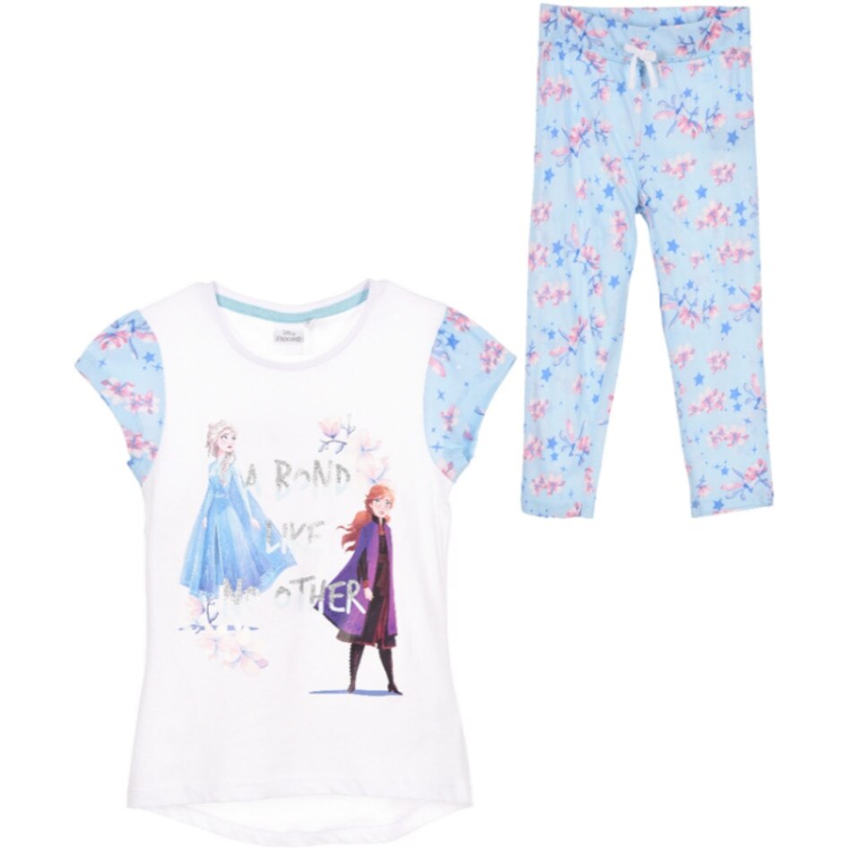 Pijama Disney Frozen, Elsa si Anna, 4 ani, alb/bleu - eMAG.ro