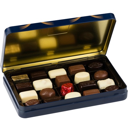 Bomboane de ciocolata asortate, LEONIDAS, Victor M, cutie metalica - 17 ...