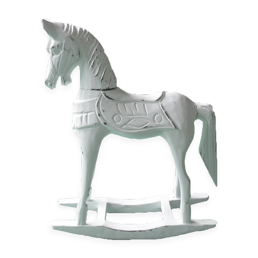 Jucarie cal alb din lemn 32 cm x 34 cm - eMAG.ro