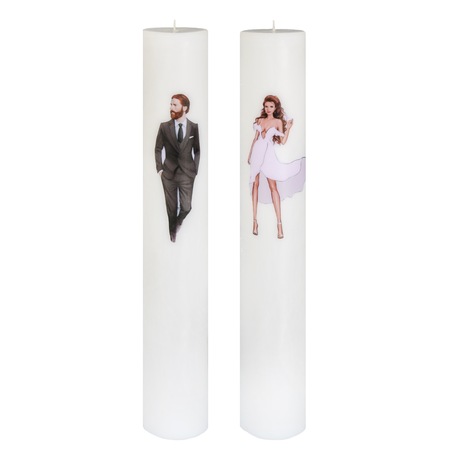 Комплект от 2 модерни сватбени свещи Miri H40cm D5.5cm - eMAG.bg