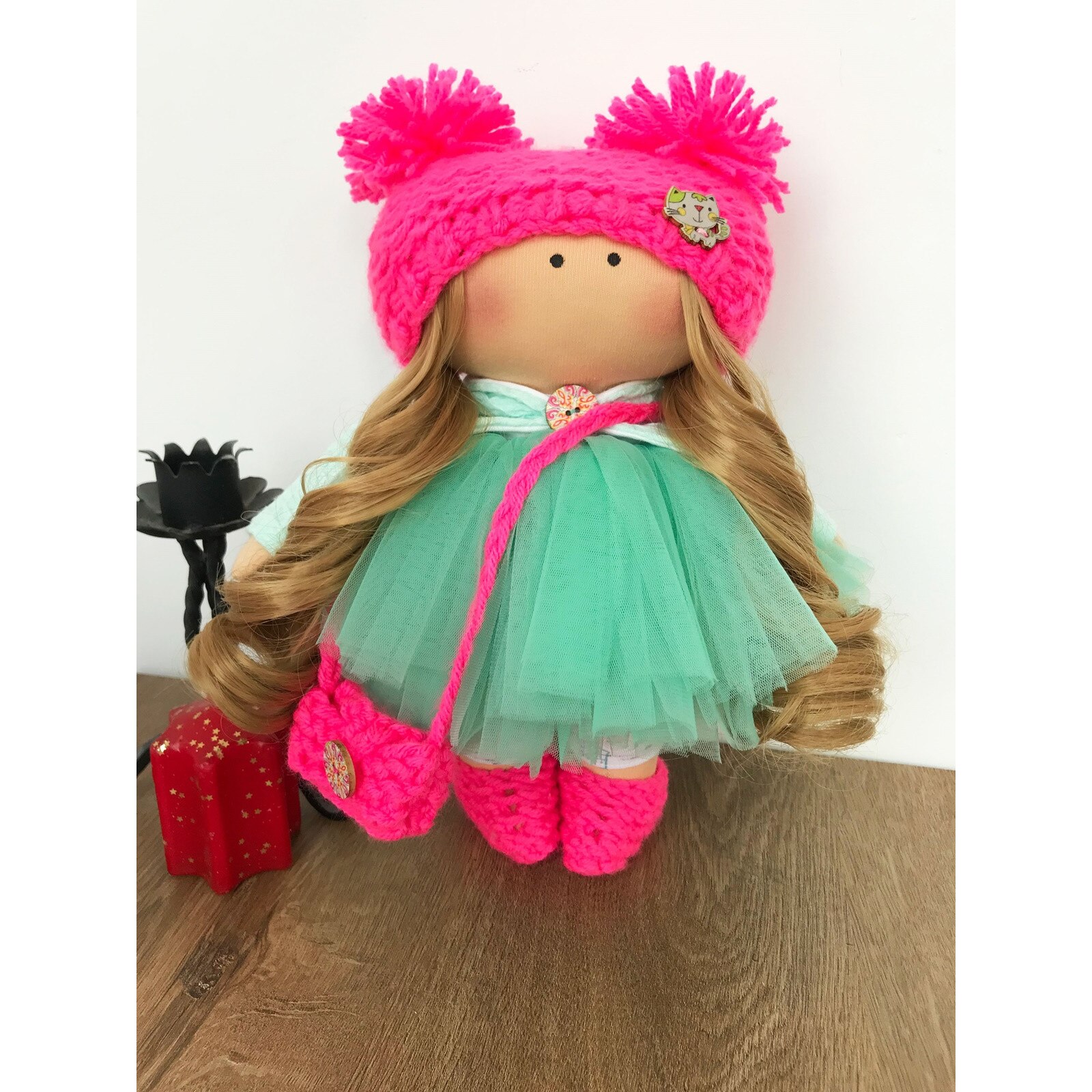 Papusa Handmade SARA, din materiale textile, 30 cm - eMAG.ro