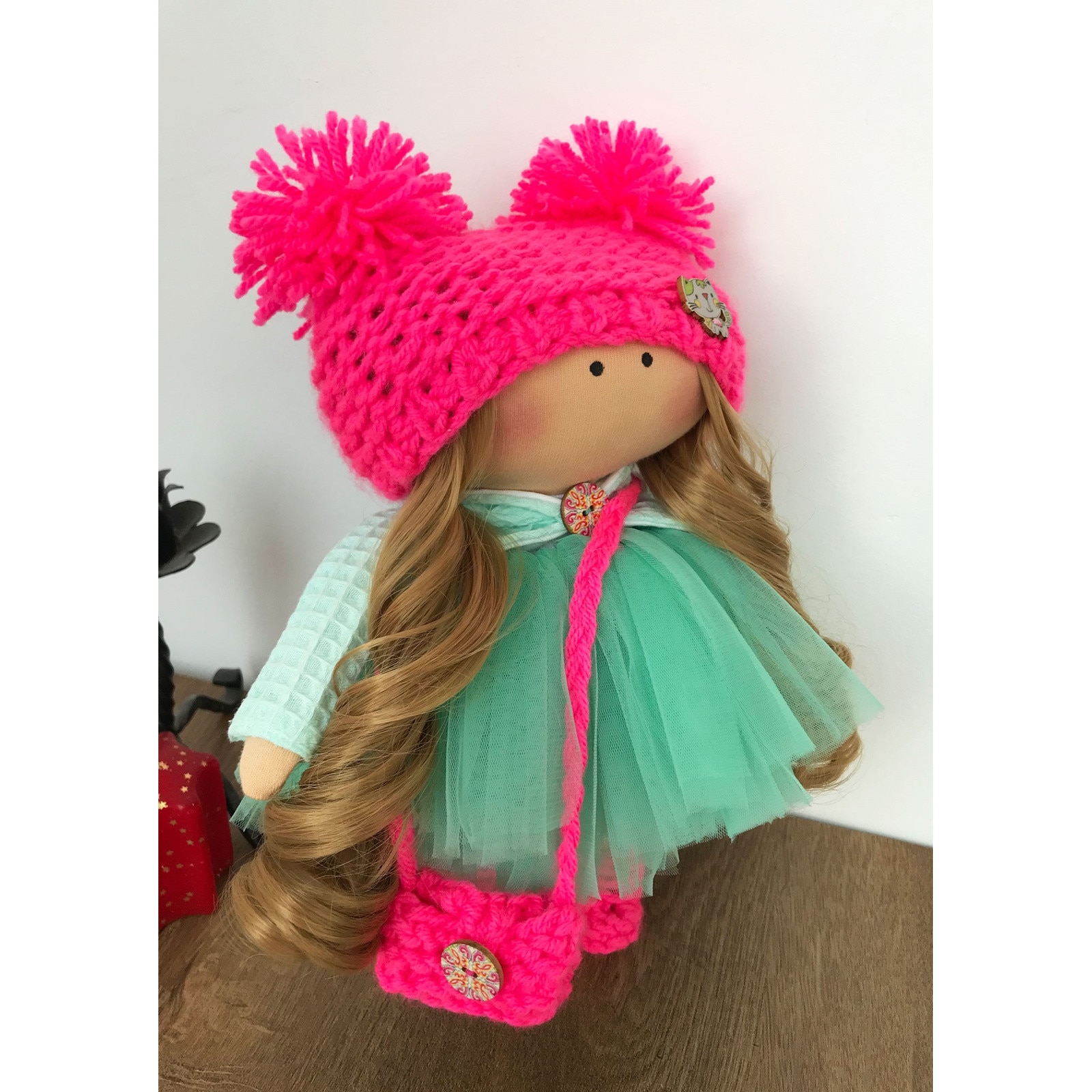 Papusa Handmade SARA, din materiale textile, 30 cm - eMAG.ro