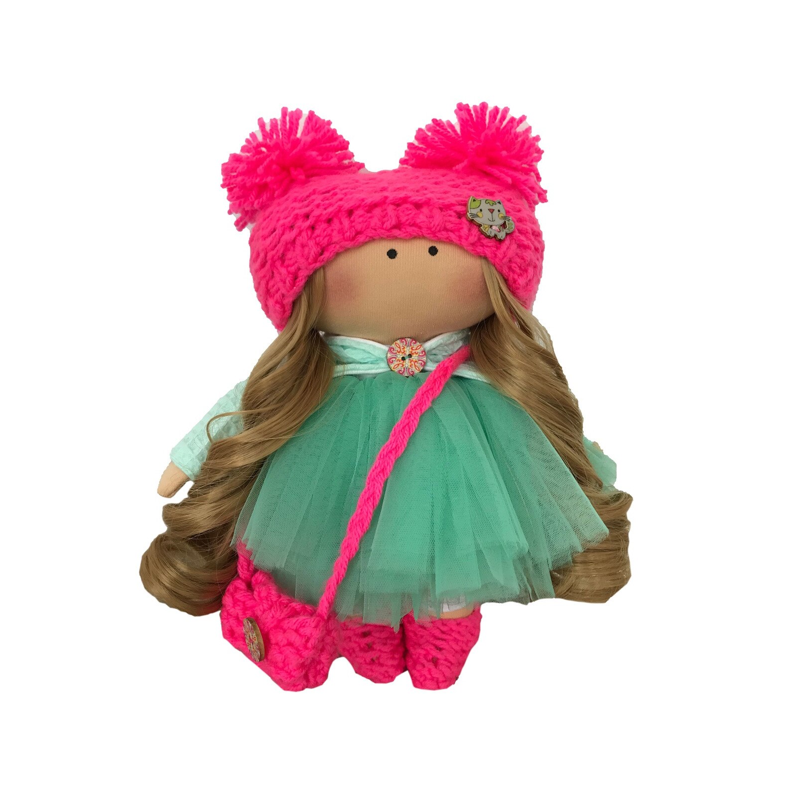 Papusa Handmade SARA, din materiale textile, 30 cm - eMAG.ro