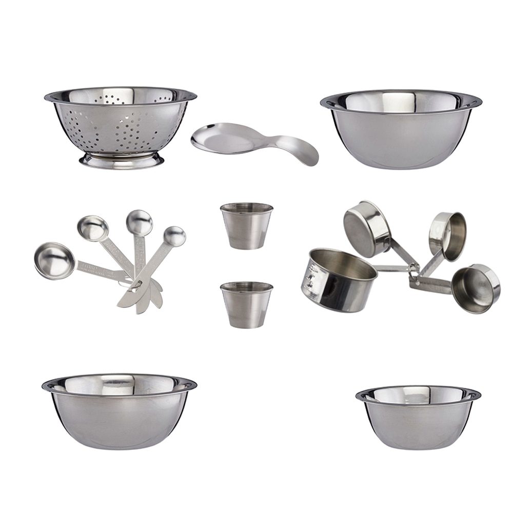 Комплект от 15 броя кухненски прибори Relaxdays, купа, мерителни чаши ...