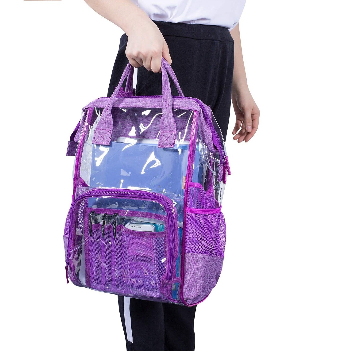 Rucsac transparent CoolBELL, include portfard, Violet - eMAG.ro