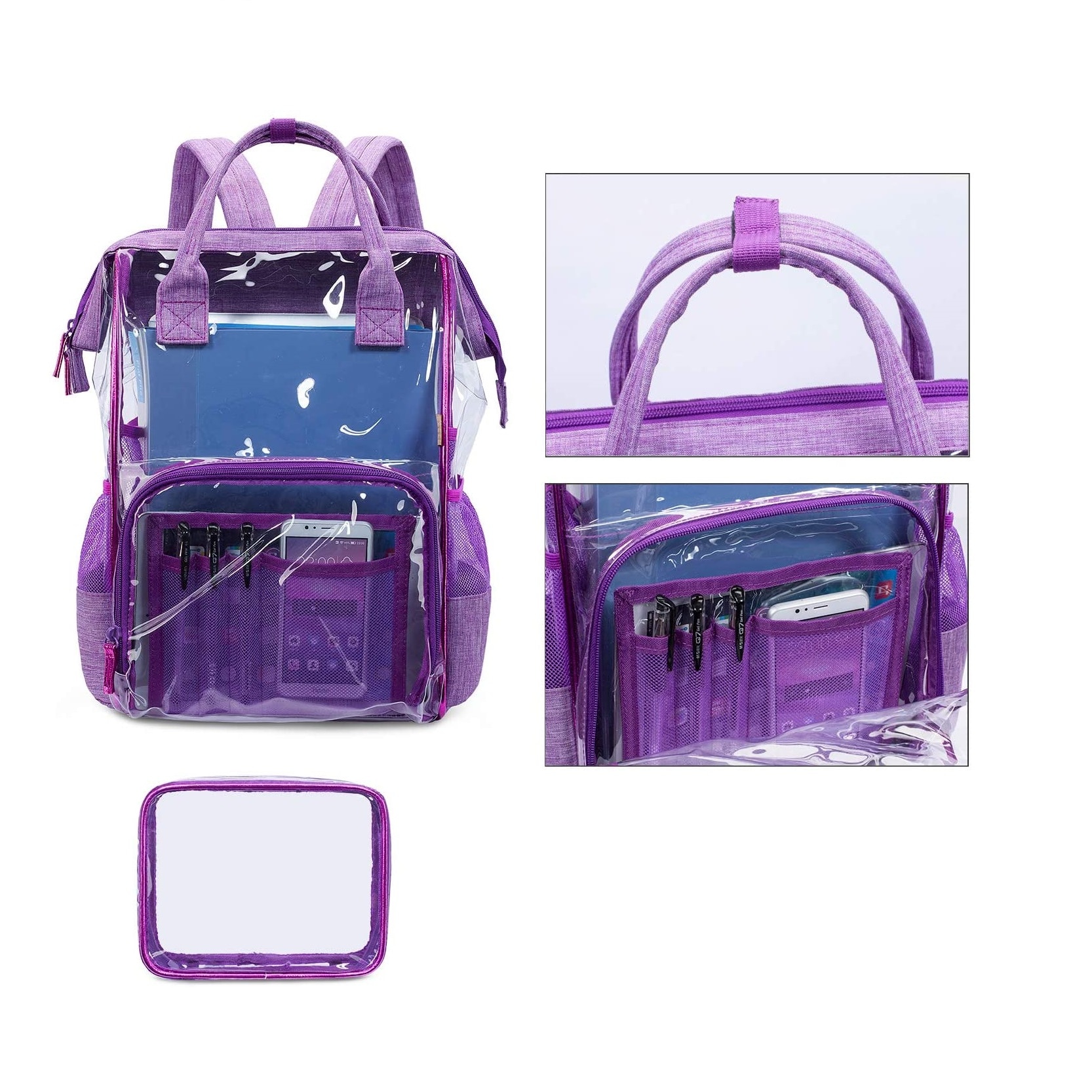 Rucsac transparent CoolBELL, include portfard, Violet - eMAG.ro