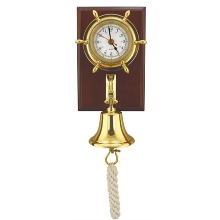 Ceas Sea Club cu clopot din alama, model cu timona, 15x22.5cm - eMAG.ro