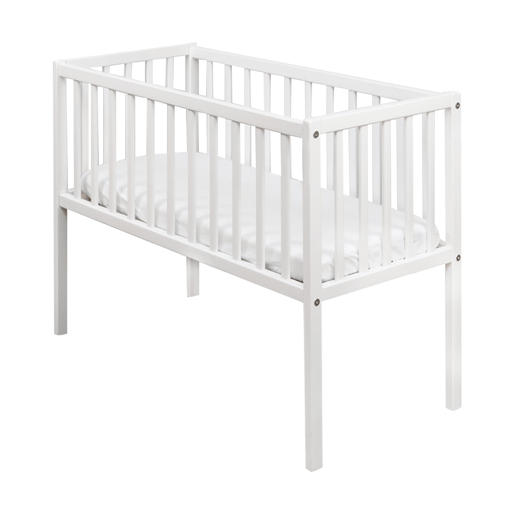 Mini-patut co-sleeping din lemn masiv, Classic Alb, 90 x 40 cm - eMAG.ro