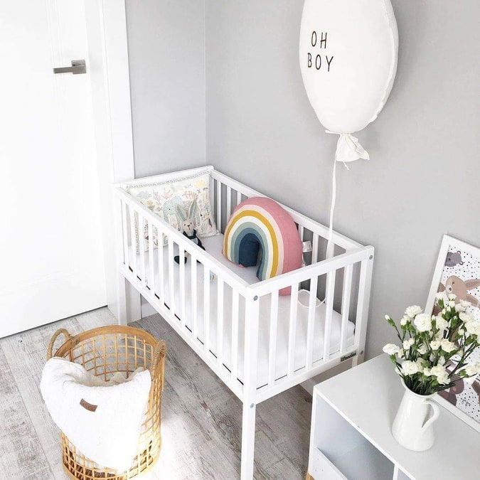 Mini-patut co-sleeping din lemn masiv, Classic Alb, 90 x 40 cm - eMAG.ro