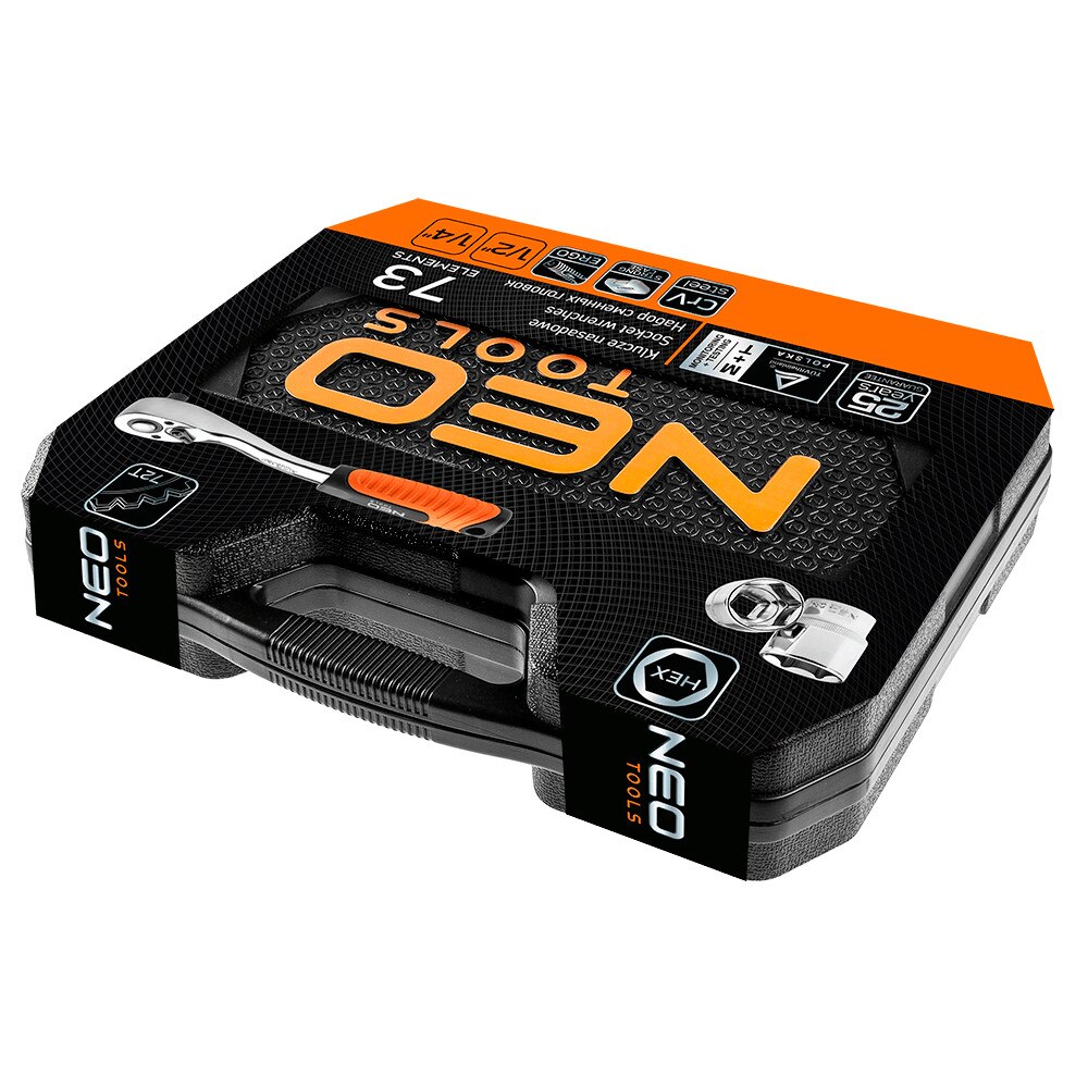 Trusa de scule mecanic, 1/2", 1/4", 73 de piese, Neo 08-673 - eMAG.ro