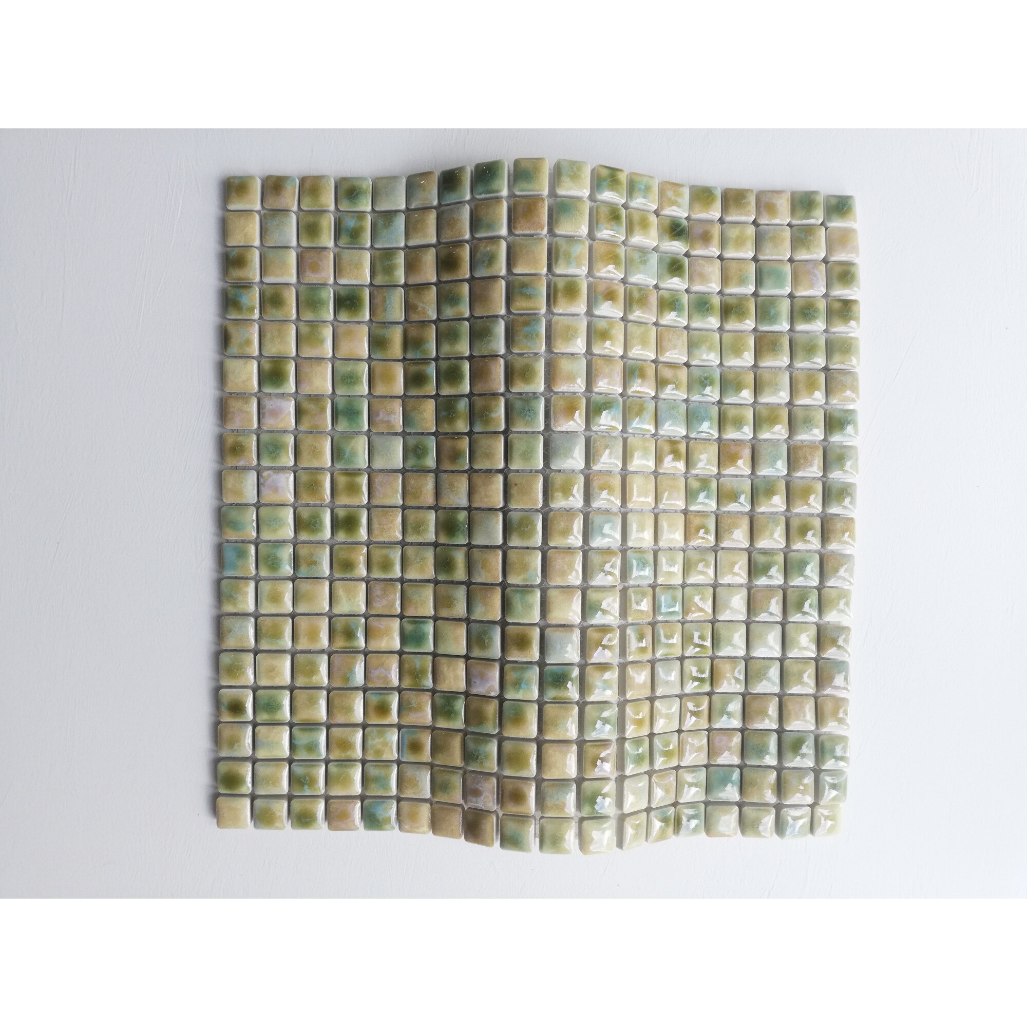Mozaic ceramica Top Mosaic, format patrat verde-galben lucios, 30x30 cm ...
