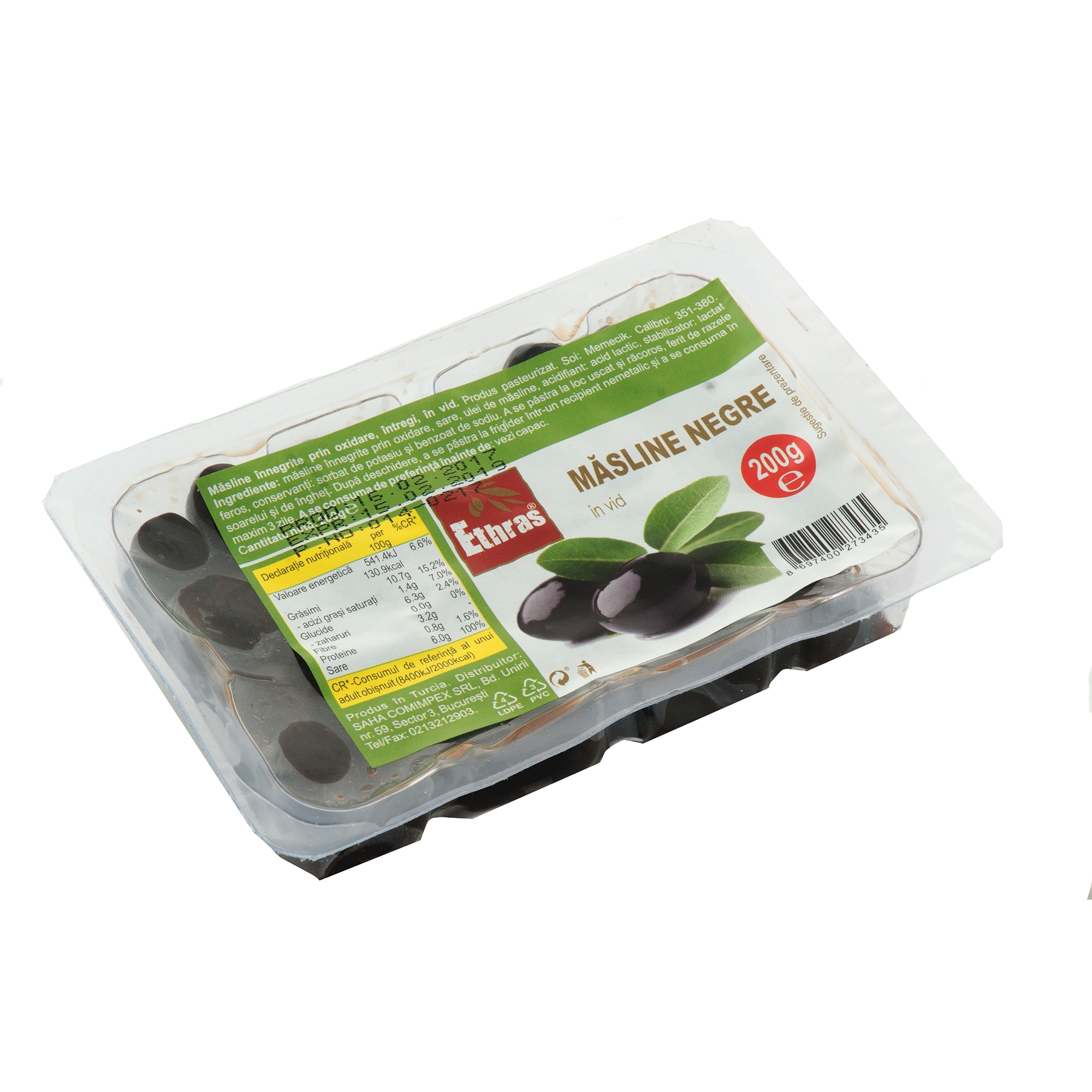 Masline negre intregi VACUUM 351-380 ETHRAS, 200 g - eMAG.ro