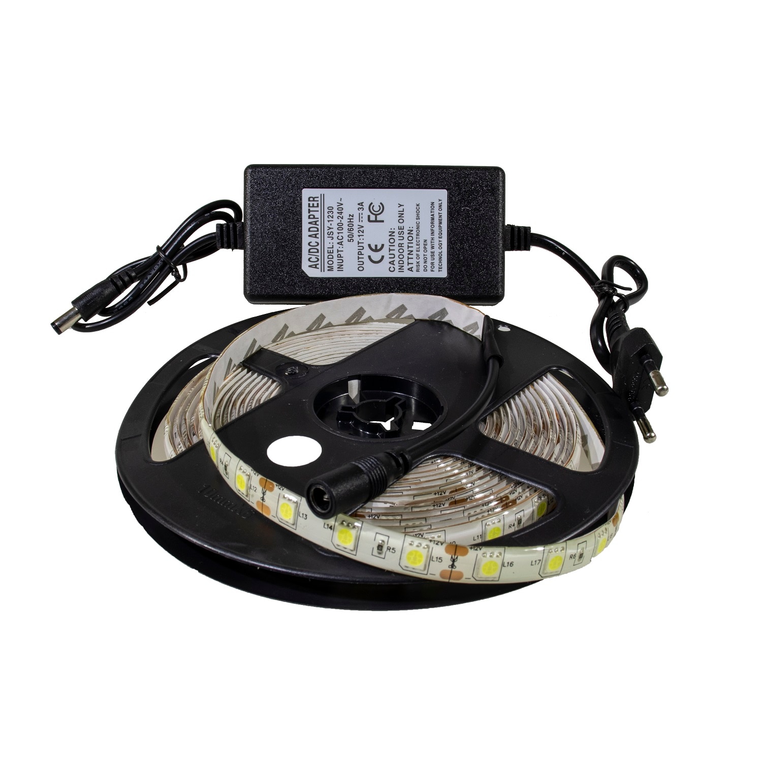 Kit banda Led 5m Alb rece, cu protectie de silicon si transformator ...