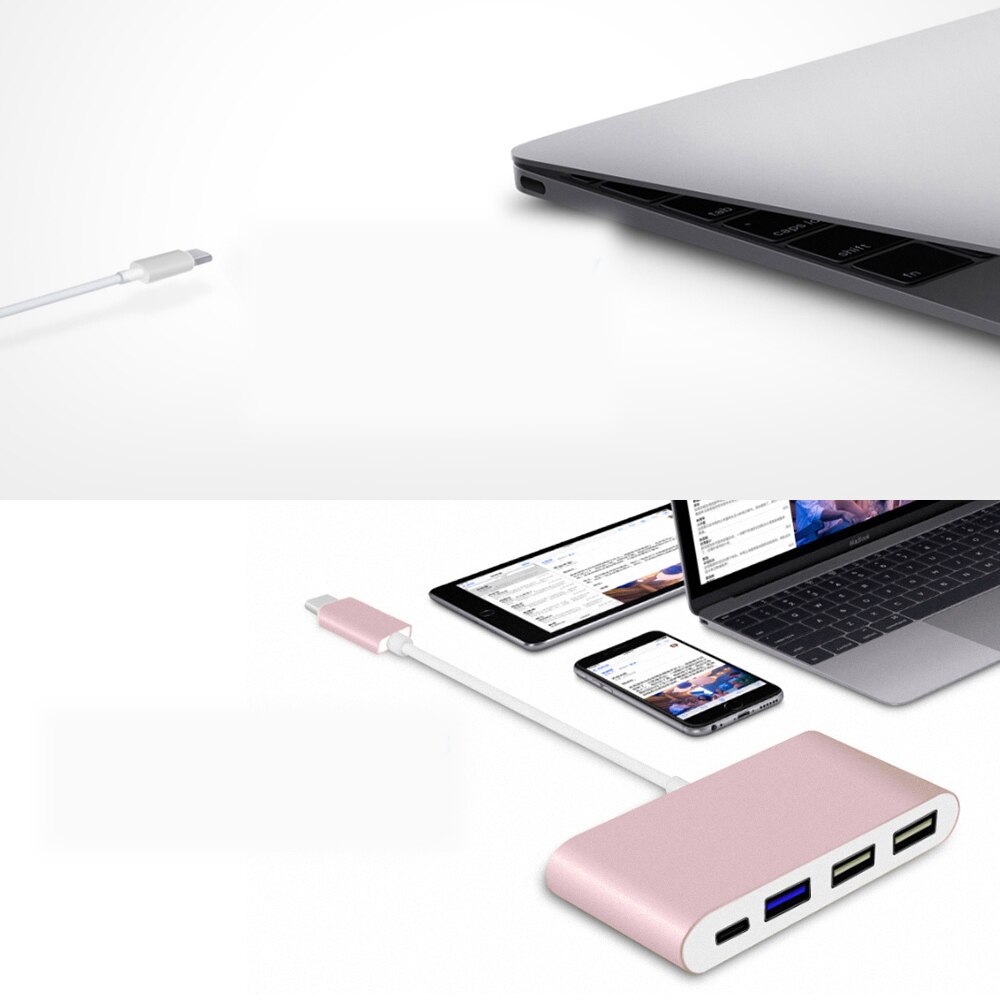 Adaptor 4in1 Anself, USB-C la USB 3.0, Hub pentru incarcarea ...