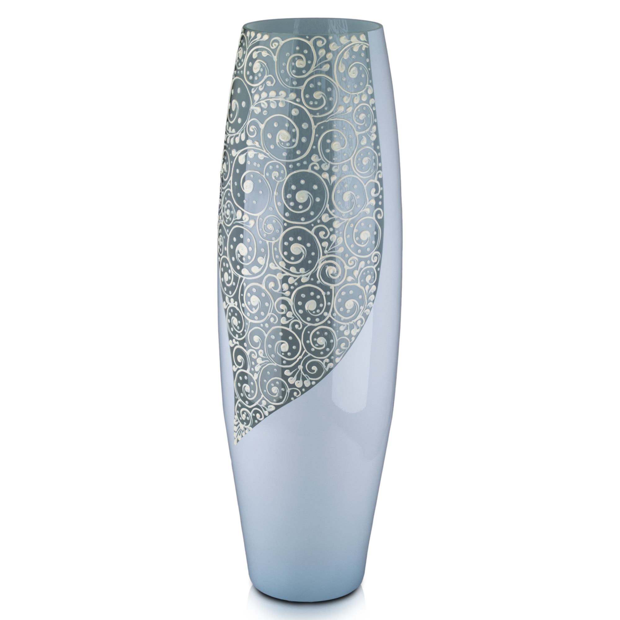 Vaza de podea sticla pictata manual Diana white alb lucios 50 cm - eMAG.ro