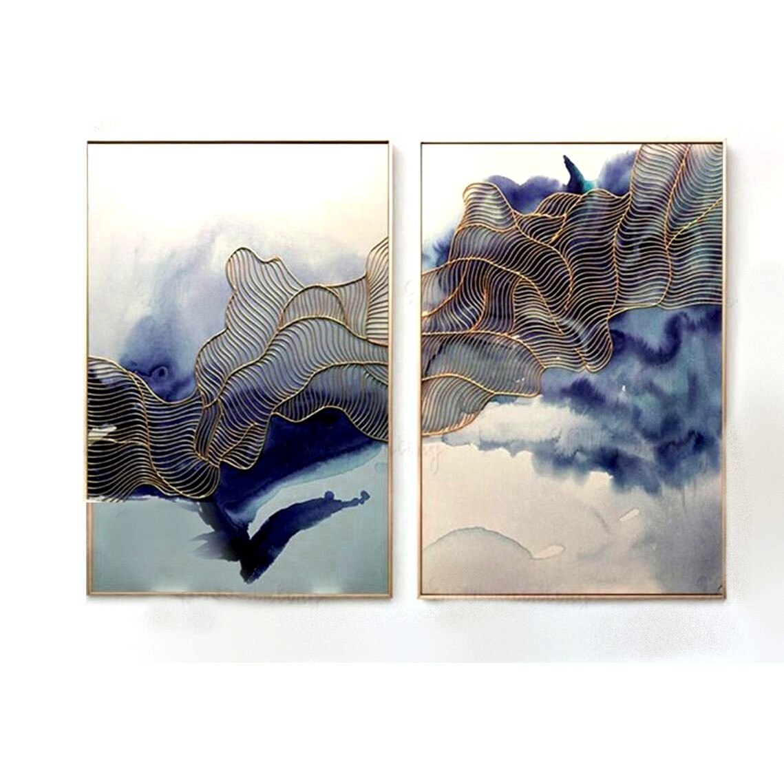 Set 2 tablouri, pictura abstracta 3D, Raze de soare, 130x80 cm, pictura ...