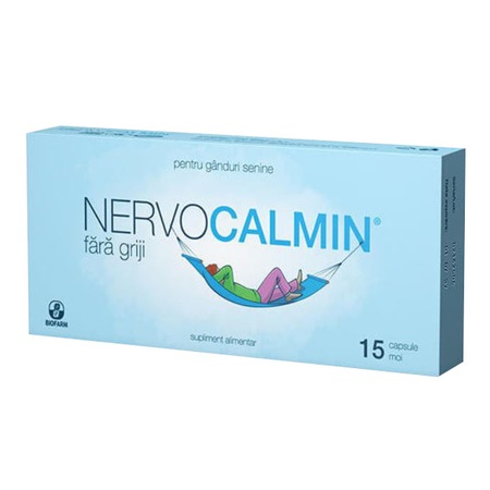 Supliment alimentar Nervocalmin Fara Griji Biofarm, 15 capsule moi ...
