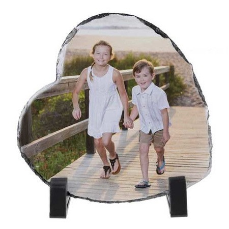 Placa ardezie personalizabila cu poza sau text, forma inimioara ...