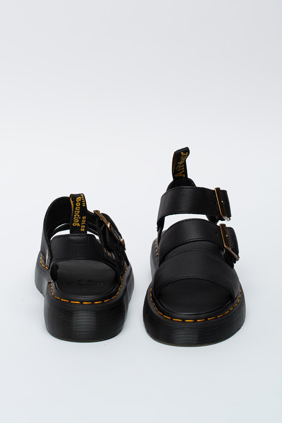 Dr. Martens, Кожени сандали Gryphon с контрастни шевове, Черен, шафран ...