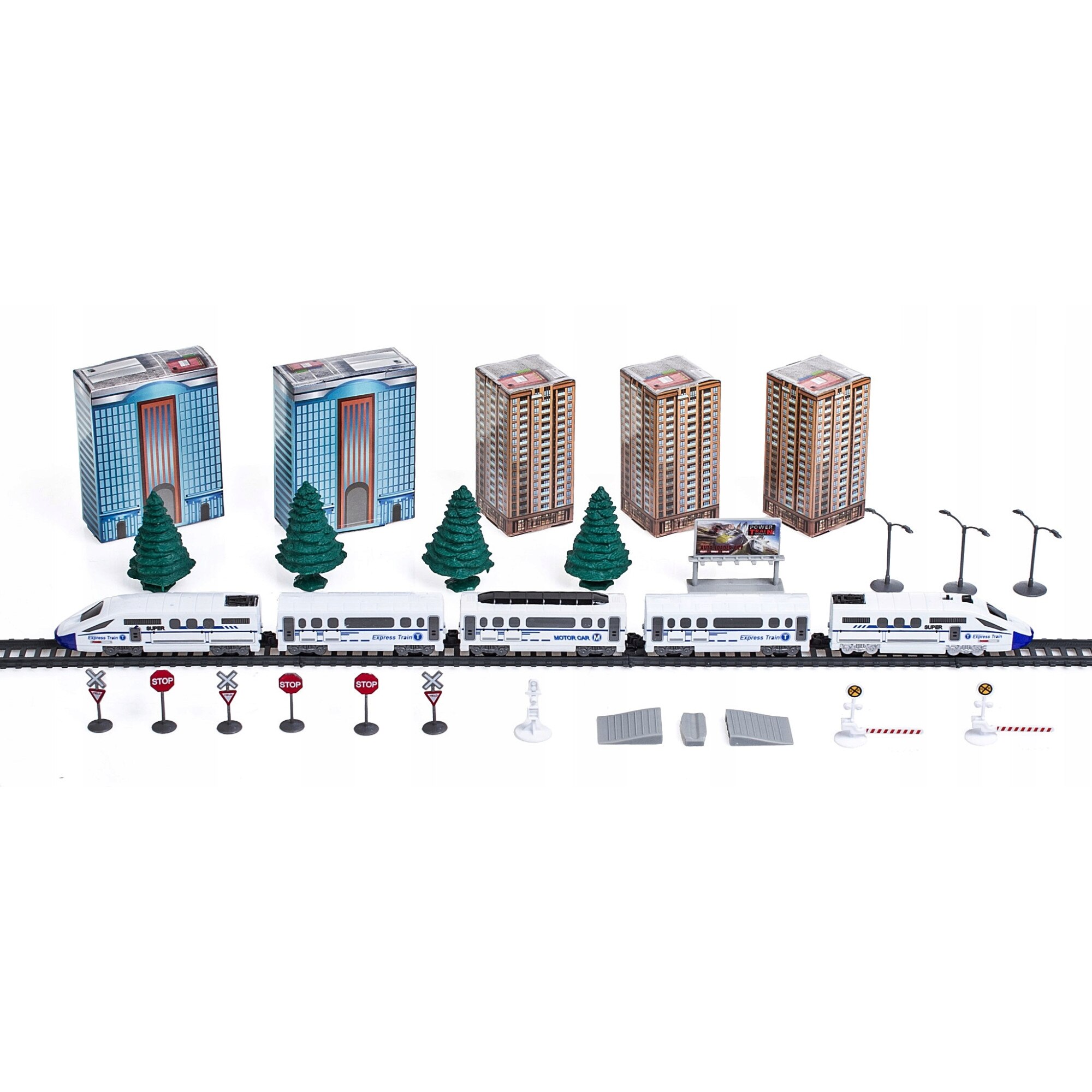 Circuit Trenulet Electric, LONG RAILWAY, Locomotiva cu 4 Vagoane, Pod ...