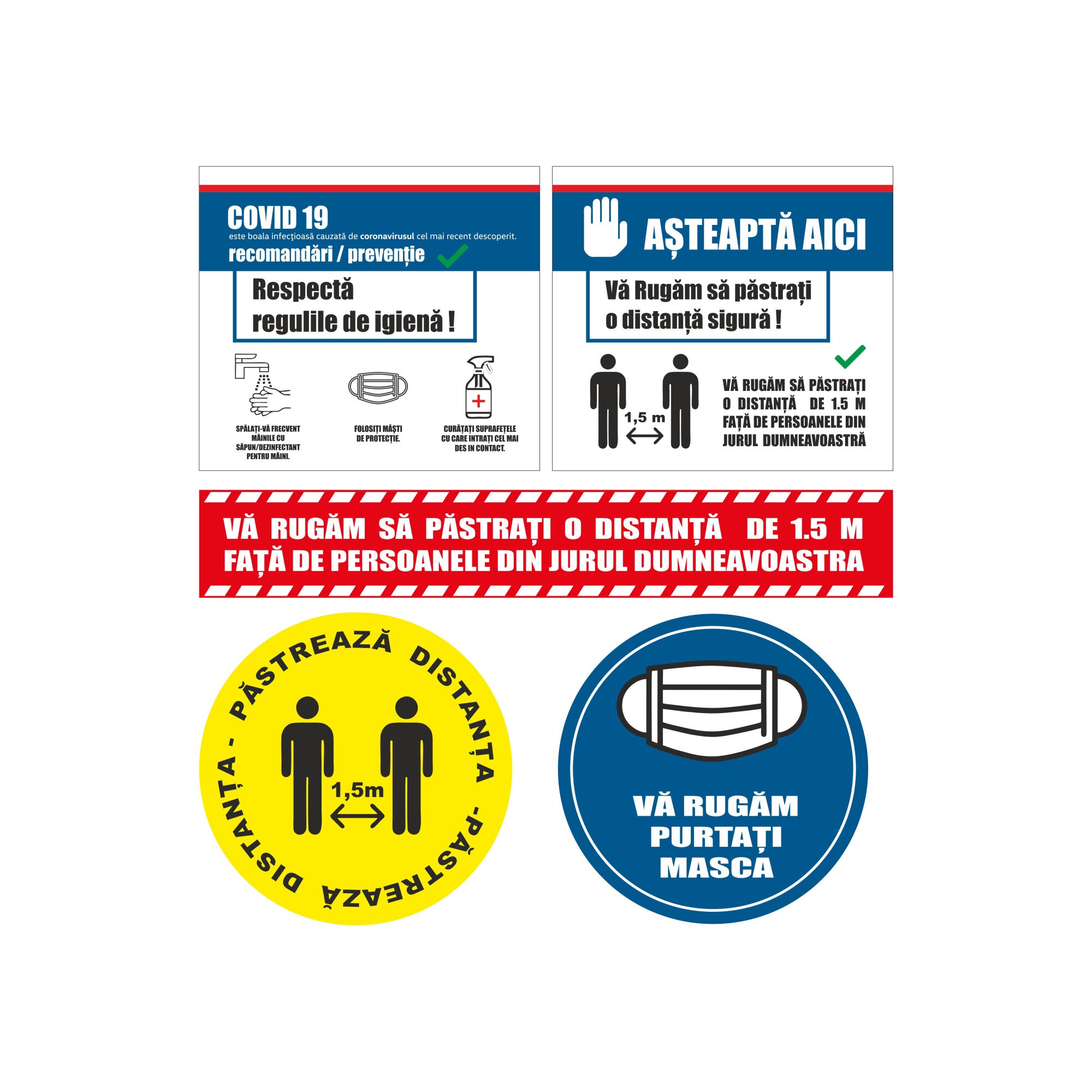 Autocolant preventie Covid 19, Folie PVC exterior 60x60 cm - eMAG.ro