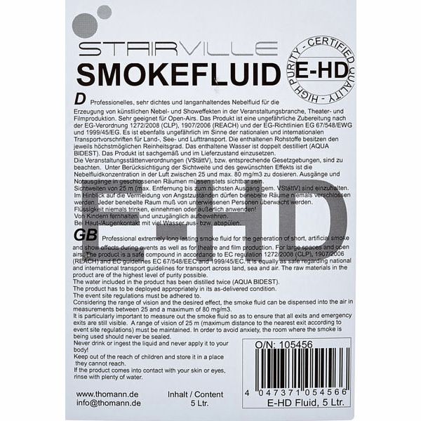 Lichid fum, Stairville, E-HD, 5L, Densitate Mare - eMAG.ro
