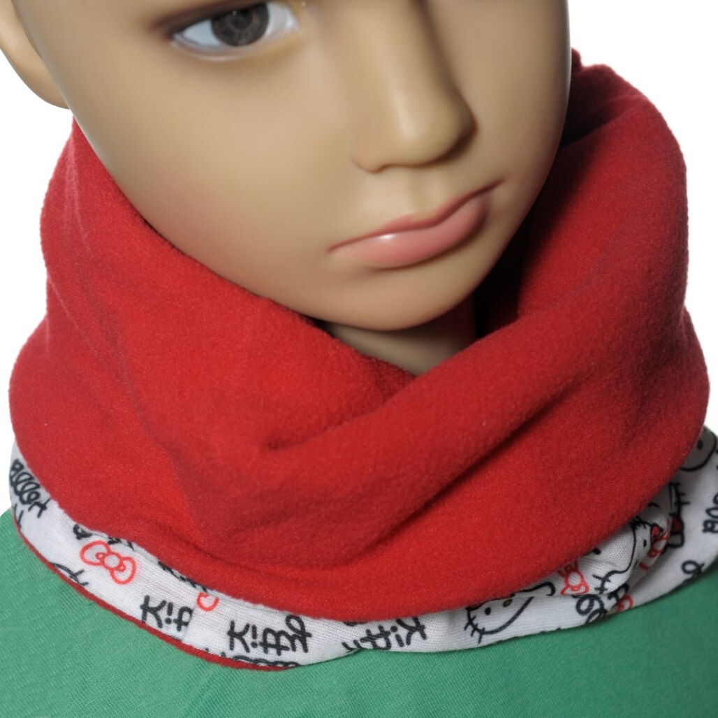 Fular Hello Kitty, model tub reversibil, 50 x 22 cm, polar fleece ...