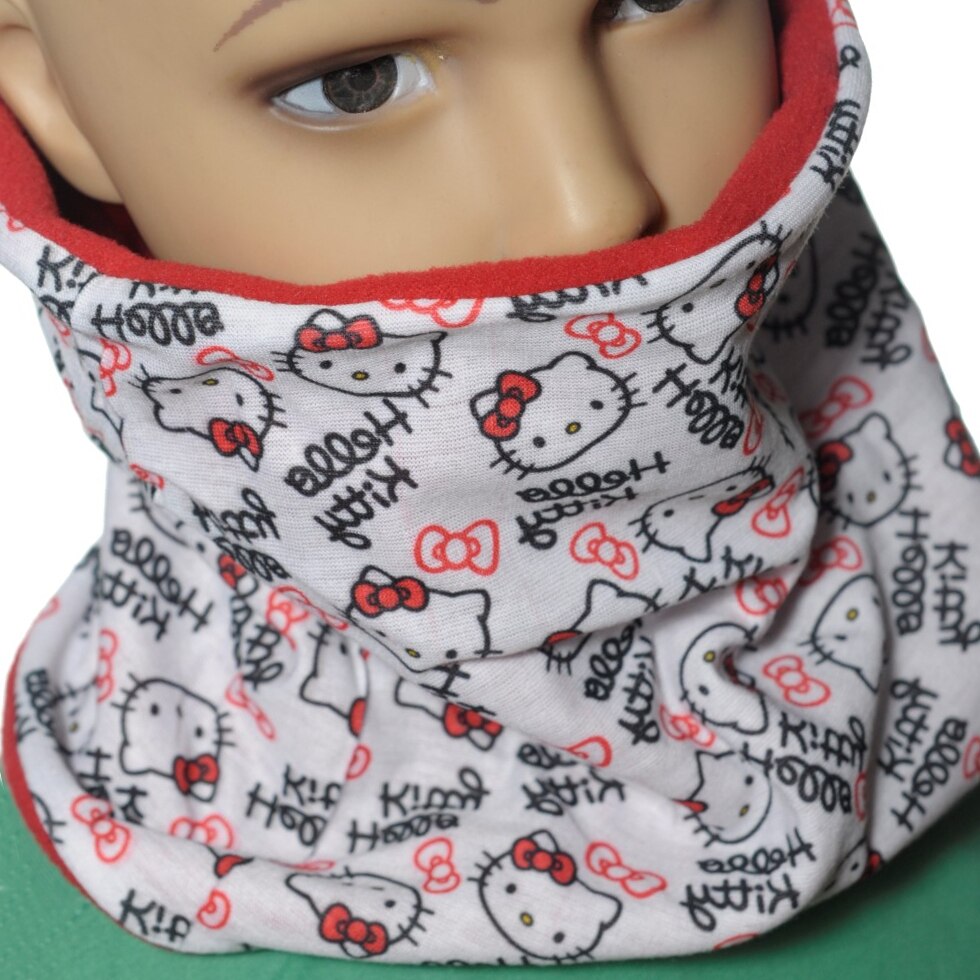 Fular Hello Kitty, model tub reversibil, 50 x 22 cm, polar fleece ...
