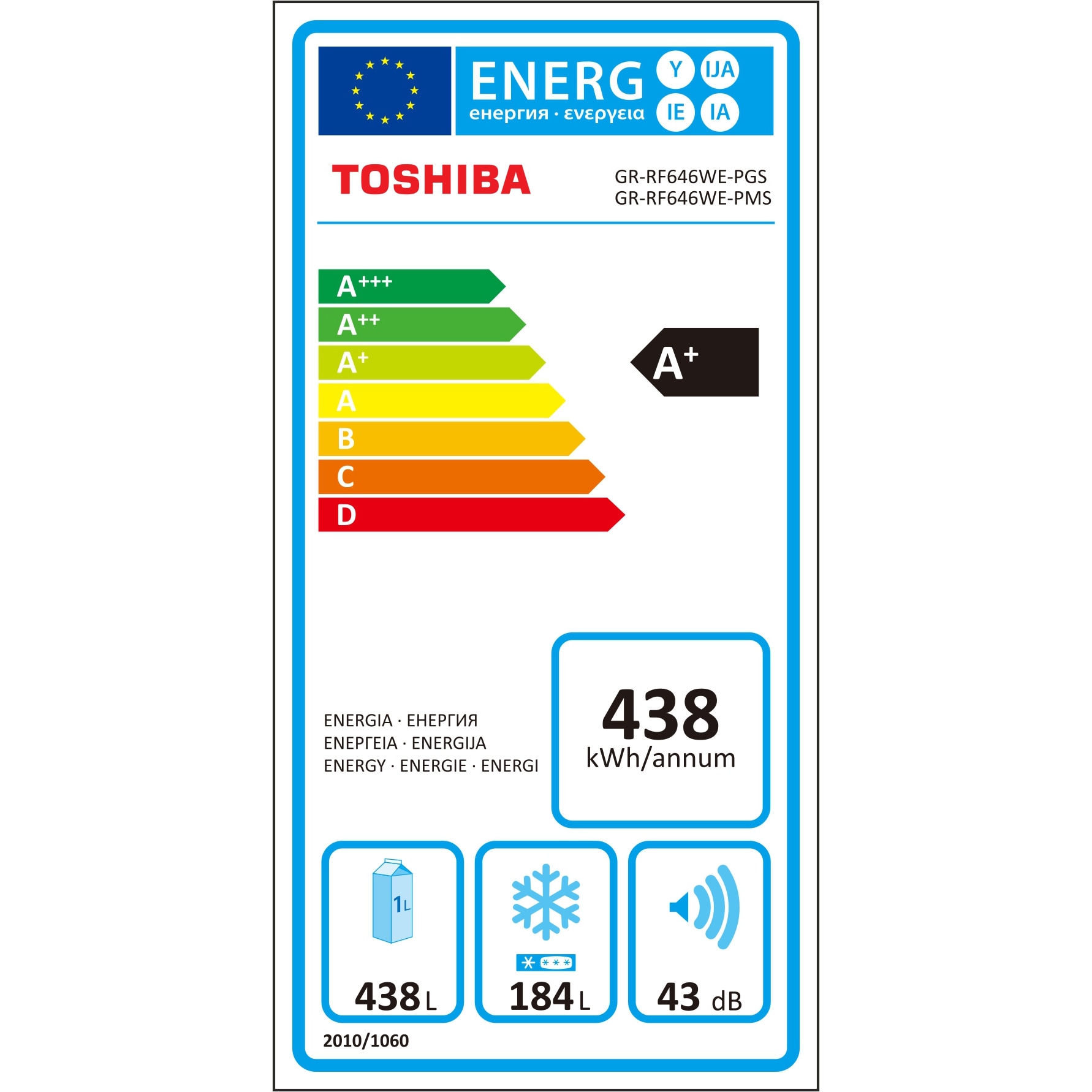 Хладилник с фризер French Door Toshiba GR-RF646WE-PMS, 637 л, Сензорен ...
