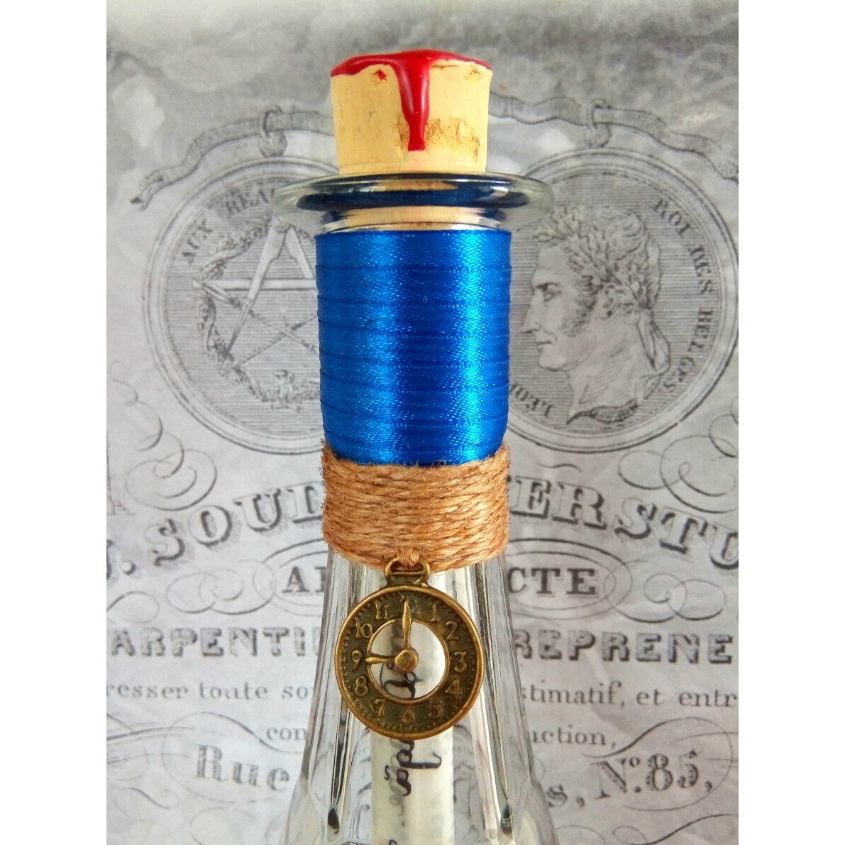 Scrisoare cadou pentru sot - papirus in sticla (model 1) Albastru - eMAG.ro