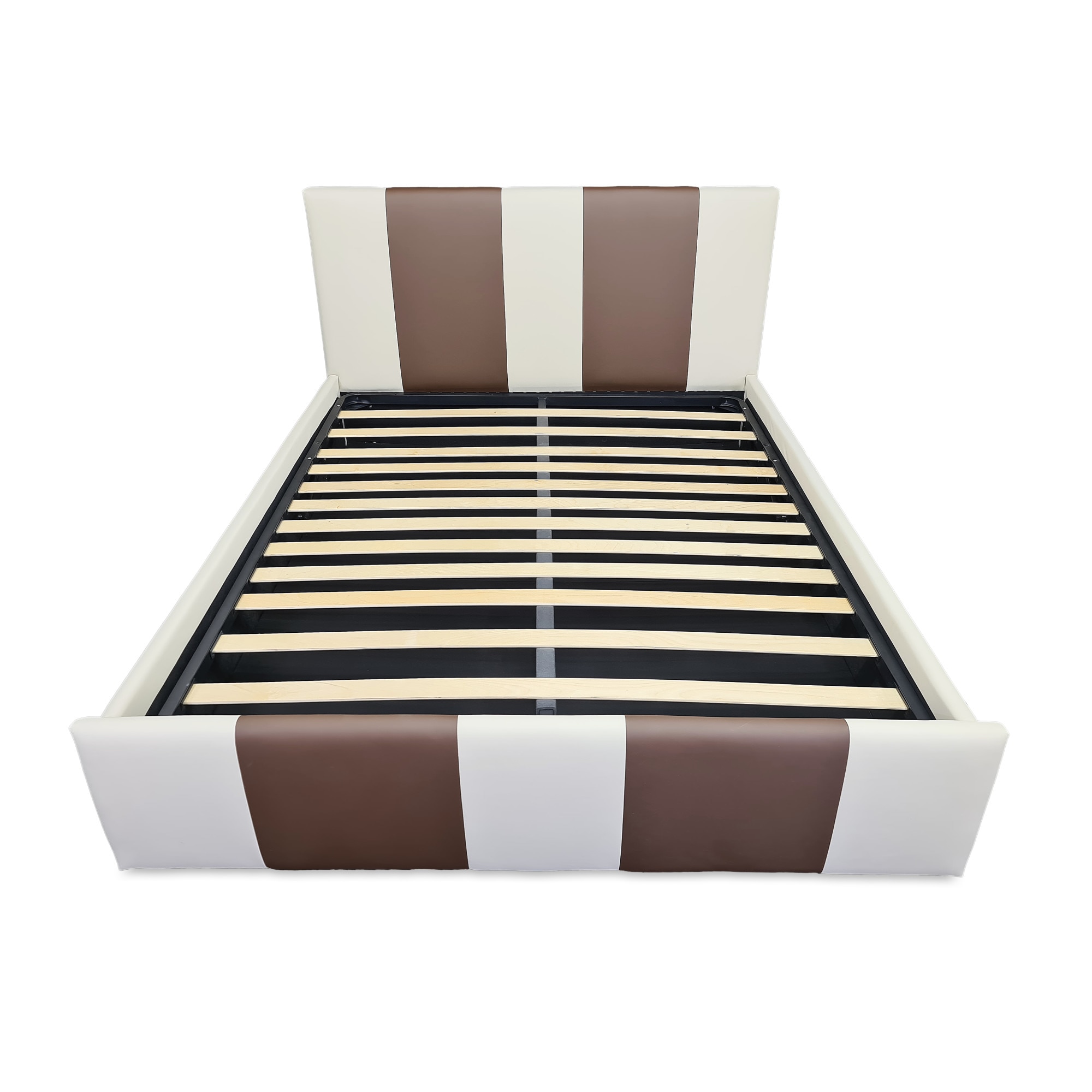 Pat Tapitat pentru Dormitor cu Lada Rabatabil, 120x200,Dungi 2 culori ...