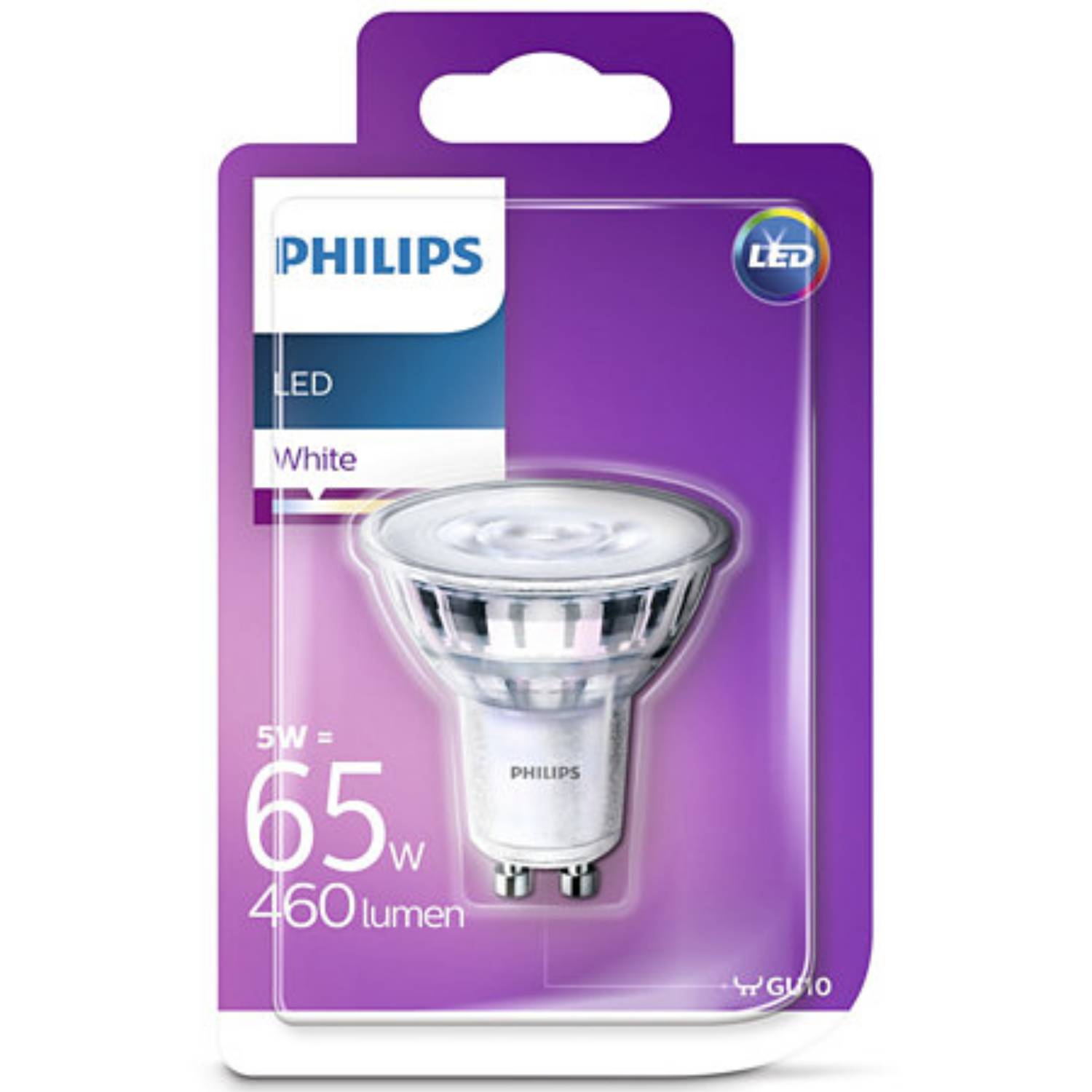 Bec LED Philips Classic, GU10, 5W (65W), 460 lm, A++, lumina alba - eMAG.ro