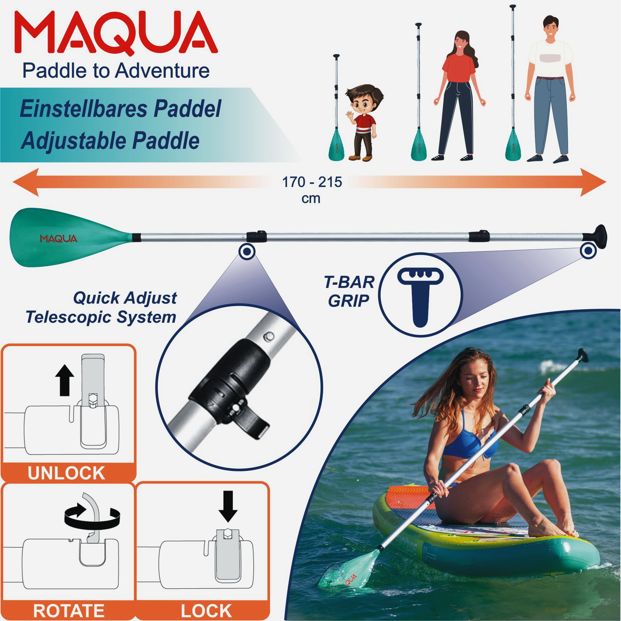 Set Paddle Board, MAQUA, Rocket 2023 SUP, Gonflabila, 330x83x15cm ...