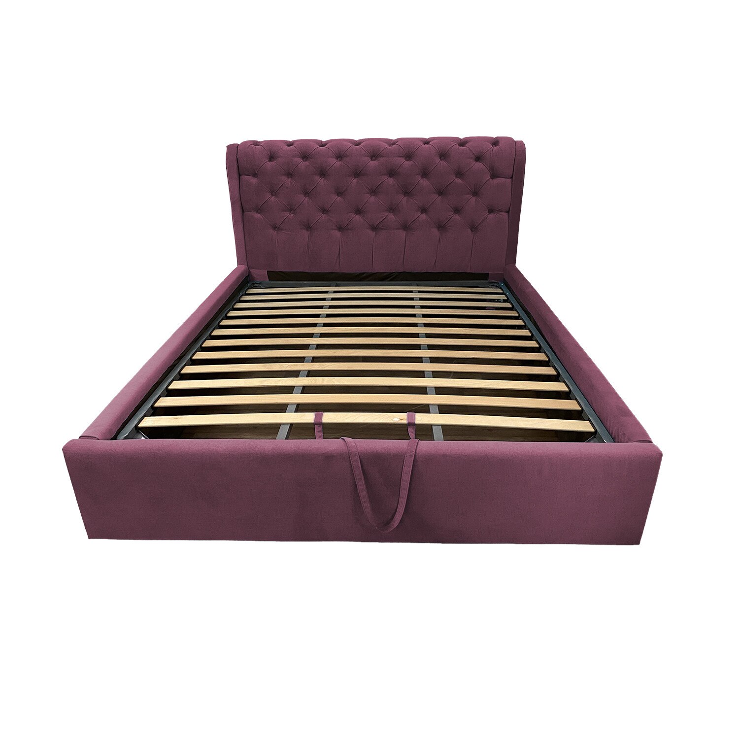 Pat tapitat Crystal Roz, MobAmbient, cu tablie Chesterfield din catifea ...