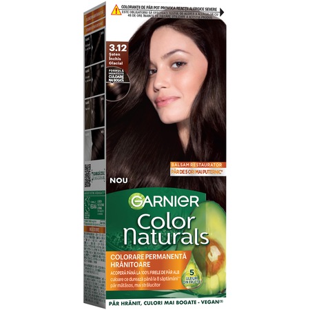 Vopsea de par permanenta cu amoniac Garnier Color Naturals, 3.12 Saten ...