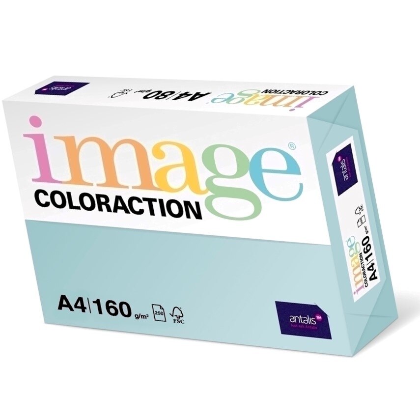 Carton color A4, Coloraction, bleu pal, 250 coli/top,160 g - eMAG.ro
